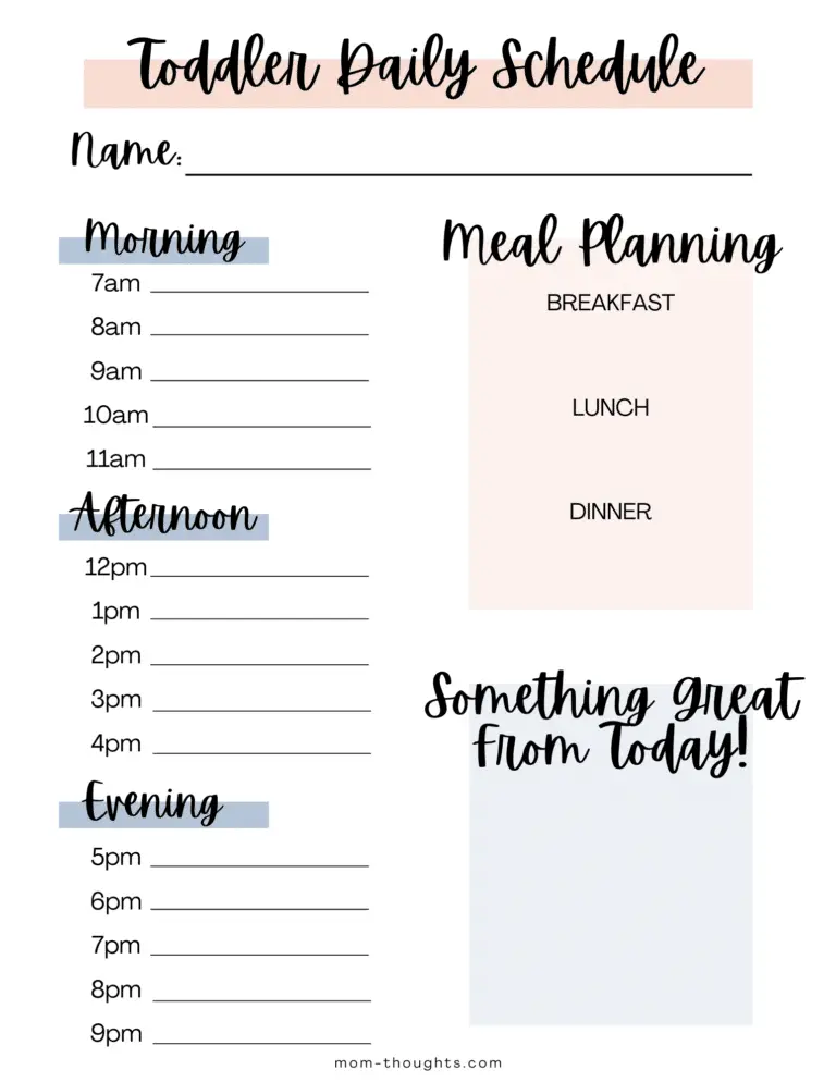 How To: Realistic 3 Year Old Schedule (FREE PRINTABLE!) - Mom-Thoughts