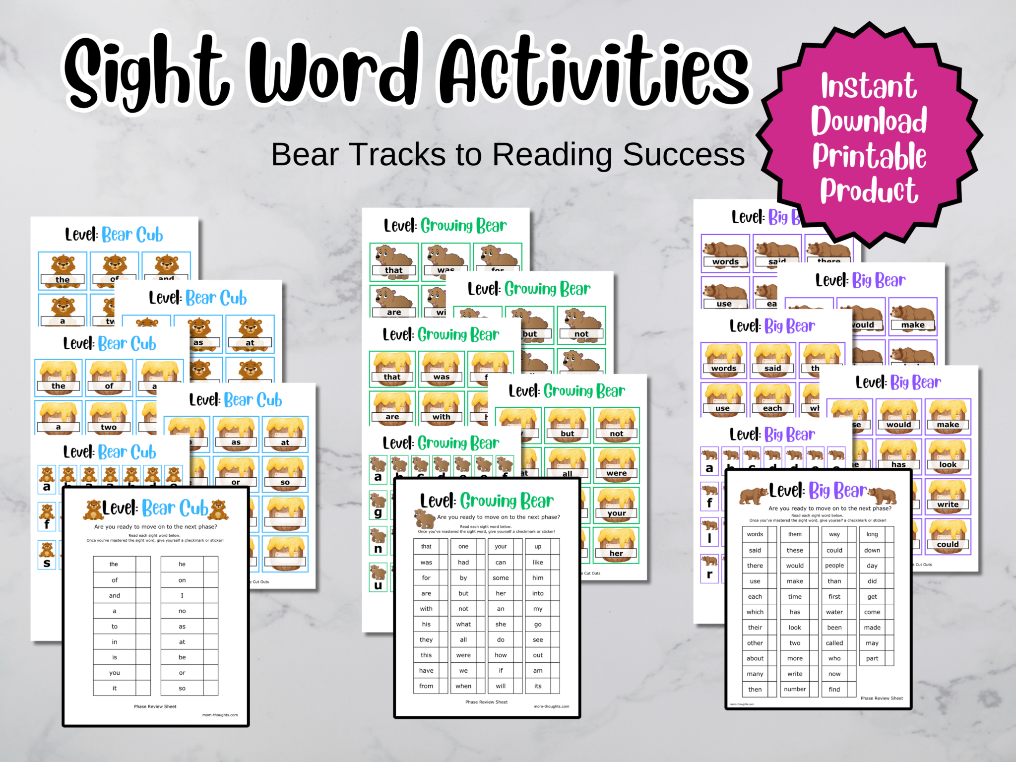 Learning Preschool Sight Words - Preprimer Dolch List & Printables ...