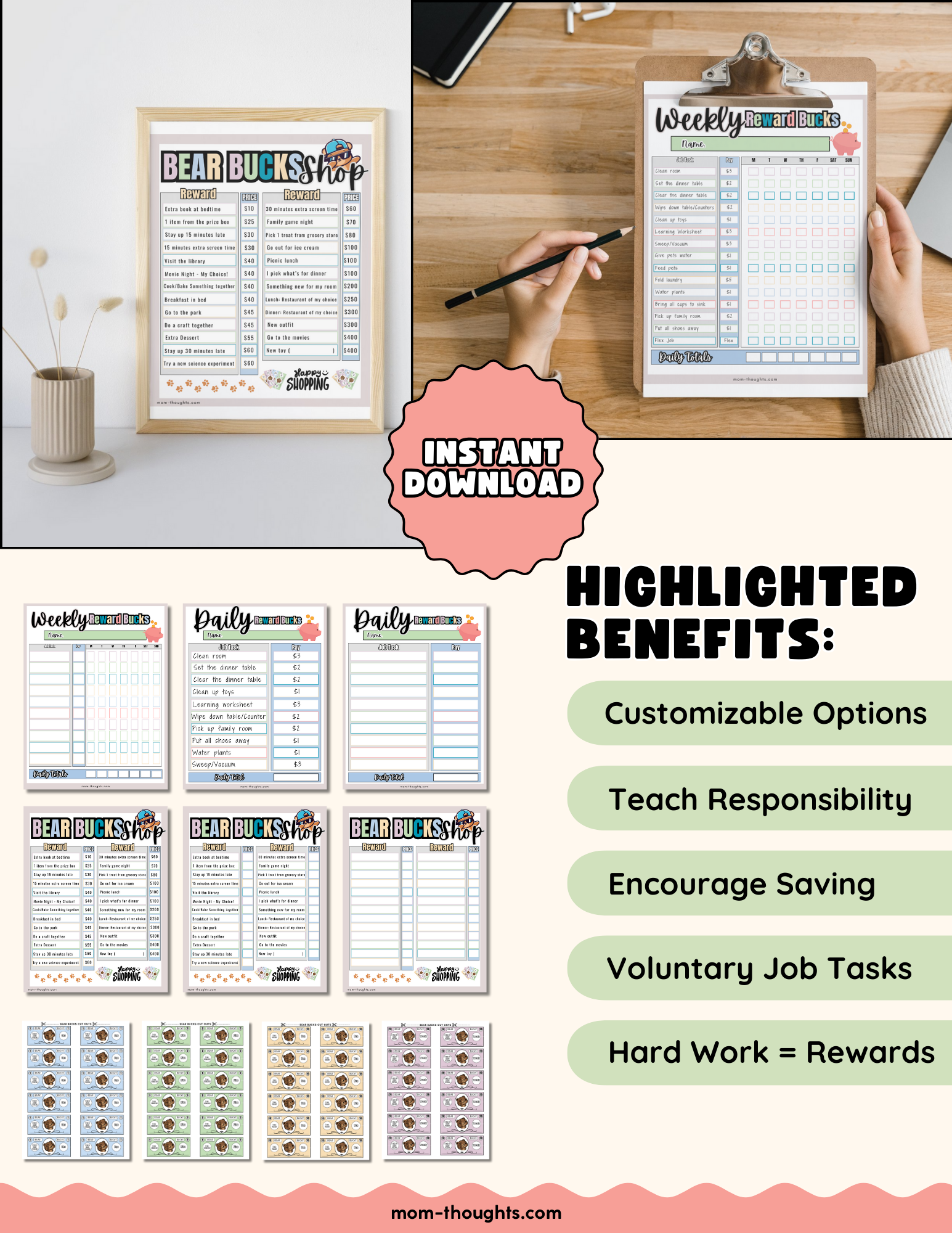 Reward Chart For Kids: Encourage Work Ethic & Money Saving - Mom-Thoughts