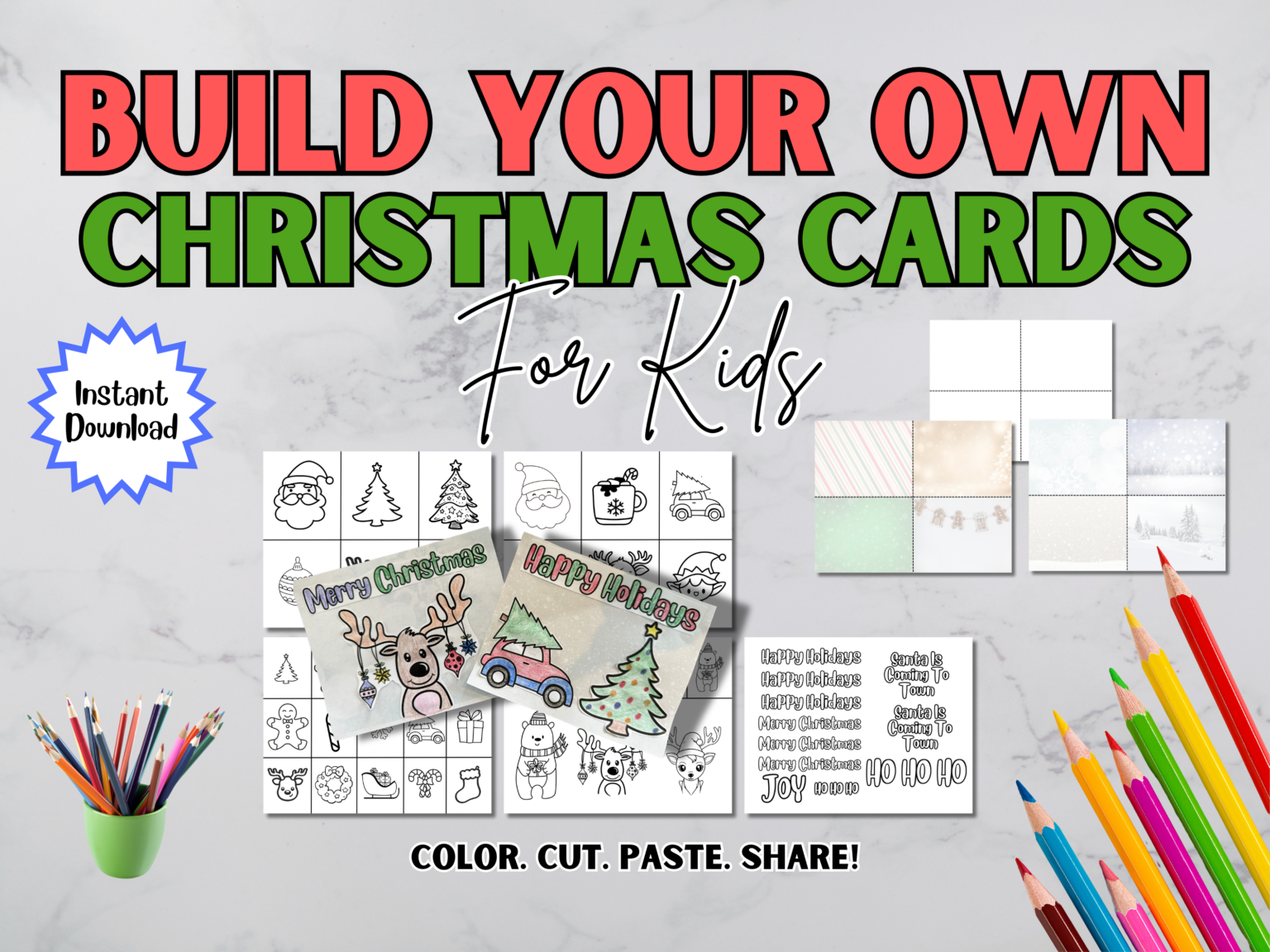 Christmas Activities For Kids - Build Your Own Christmas Cards