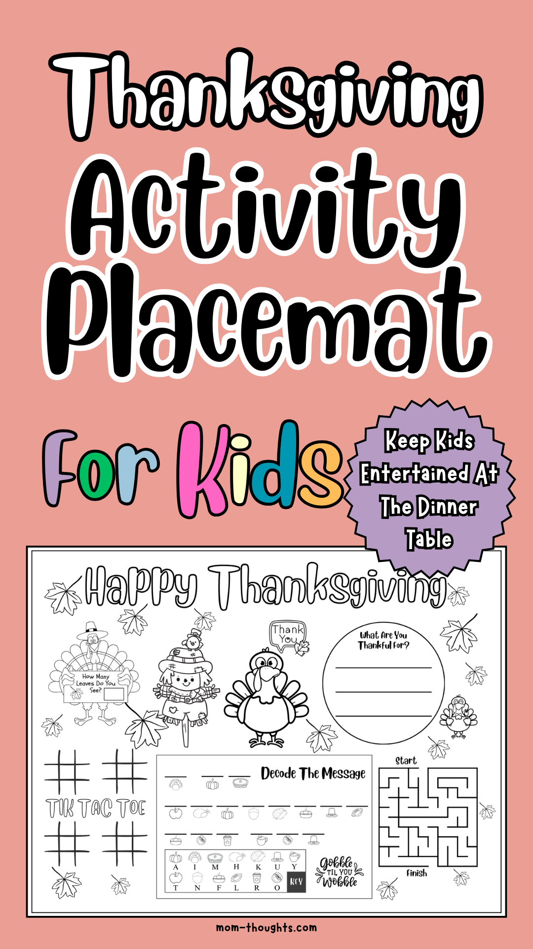 Thanksgiving Activity Placemat For Kids - Mom-Thoughts
