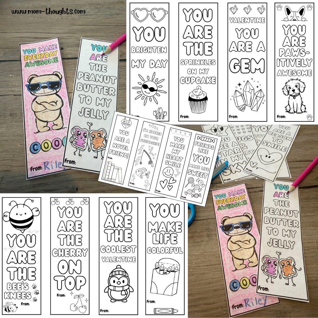 20 Adorable Valentines Printable Coloring Bookmarks - Mom-Thoughts