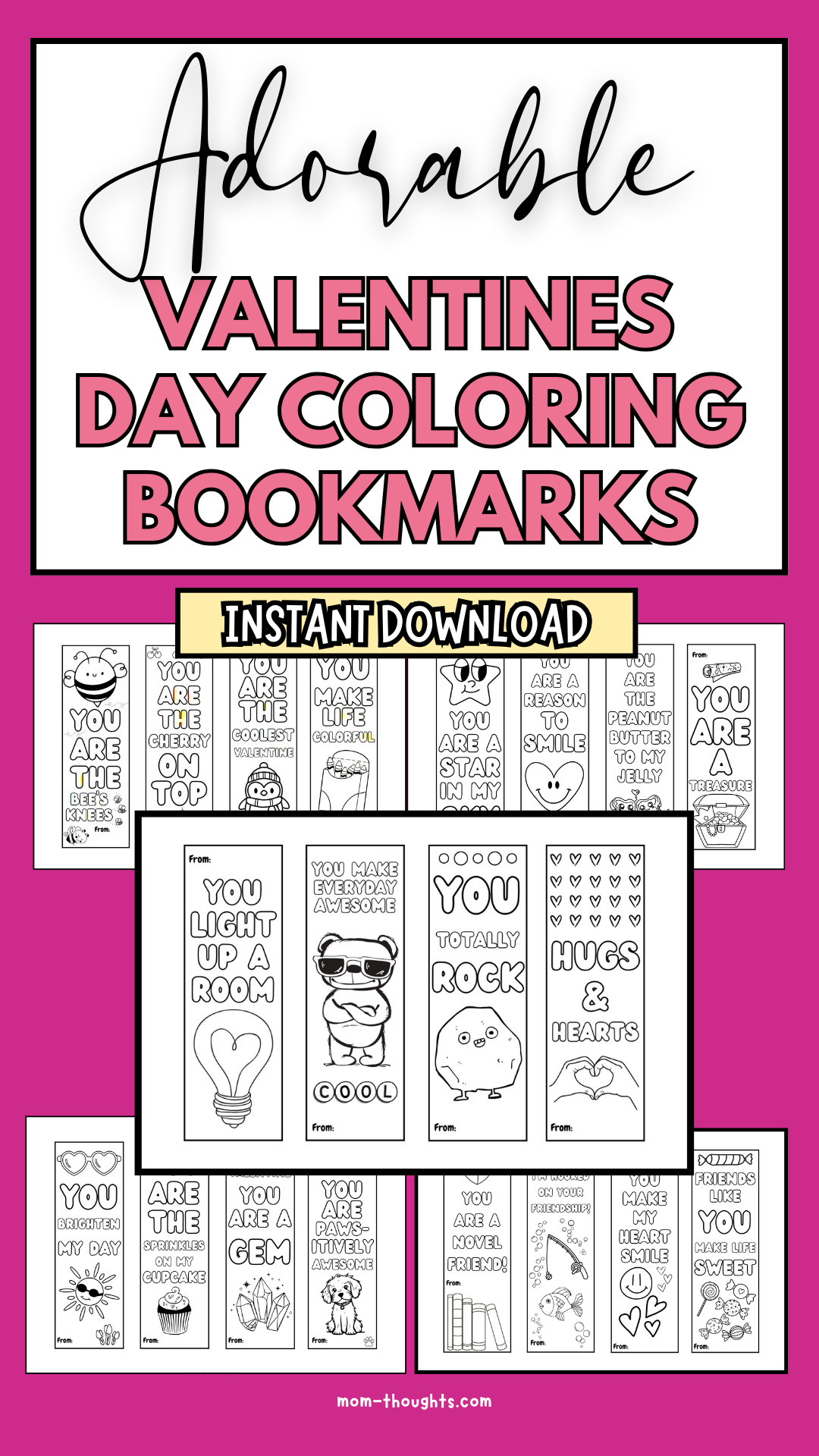 20 Adorable Valentines Printable Coloring Bookmarks - Mom-Thoughts