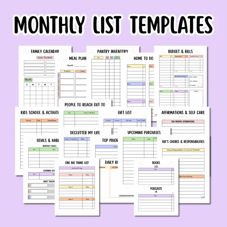 23 Lists To Make Each Month For An Organized Life