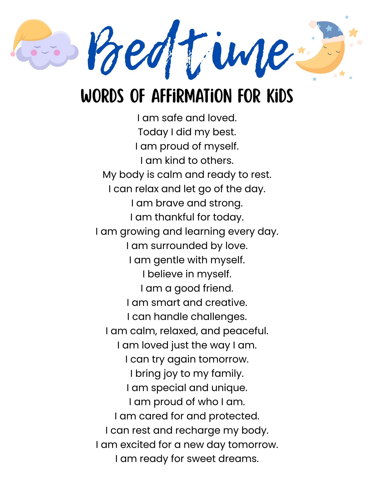 25 Bedtime Affirmations For Kids You Should Be Saying Daily - Mom-Thoughts