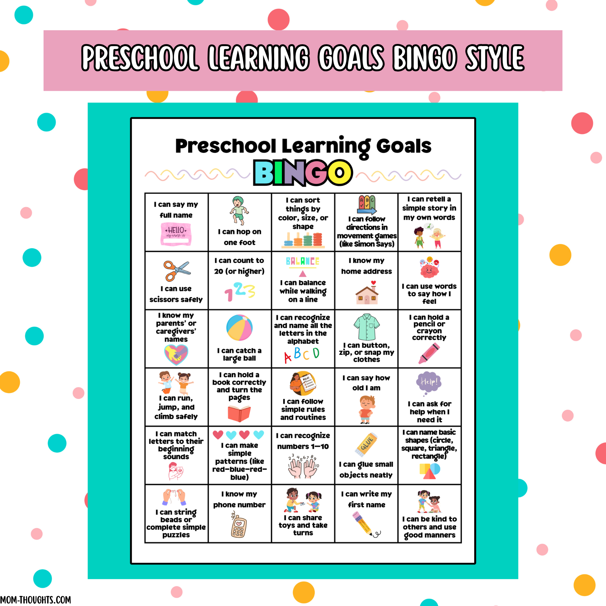 30 Learning Goals for Preschoolers You Can Track at Home